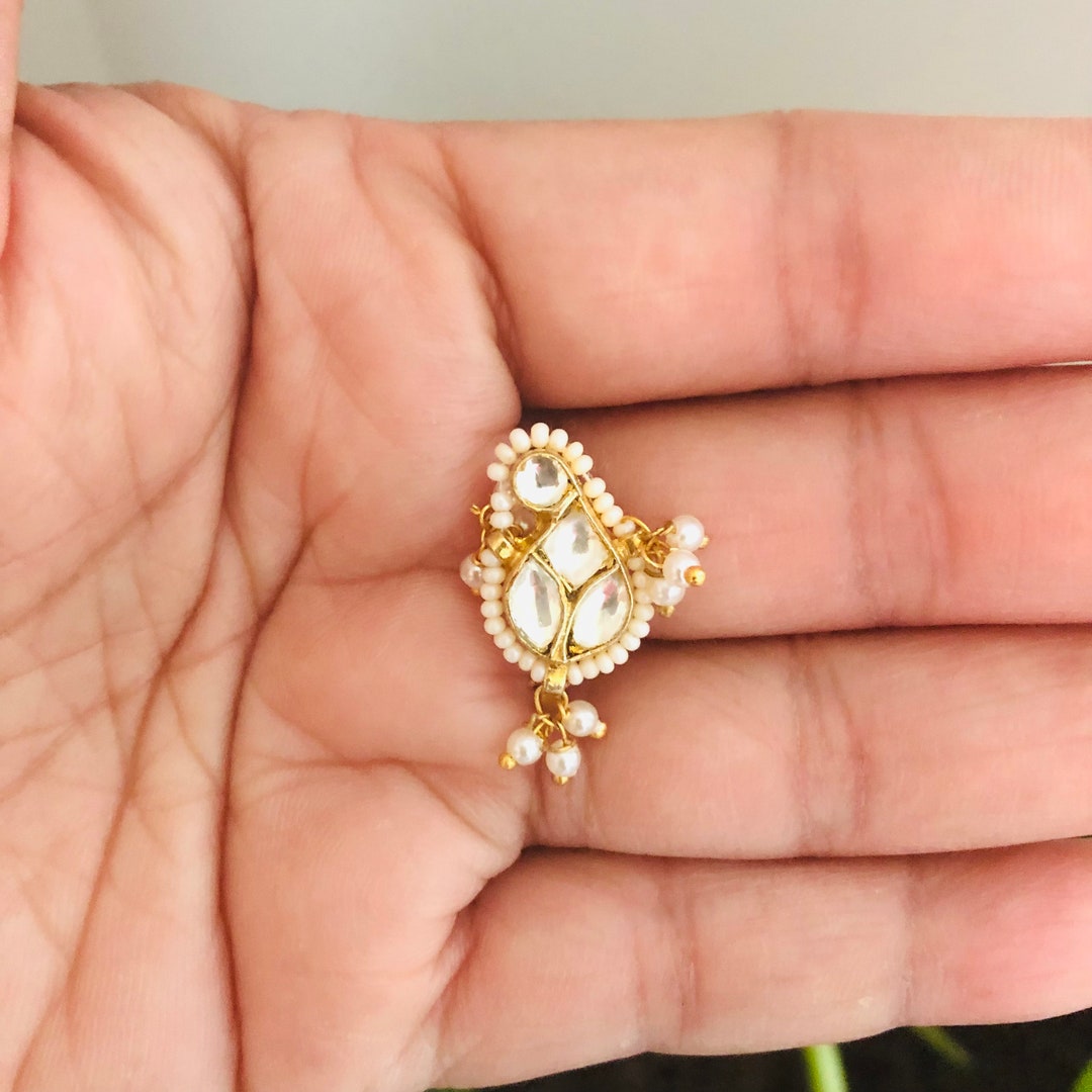 Kundan Nosepin/ Ruby Nose Ring/ Emerald Nose Clip/ Indian Jewelry ...