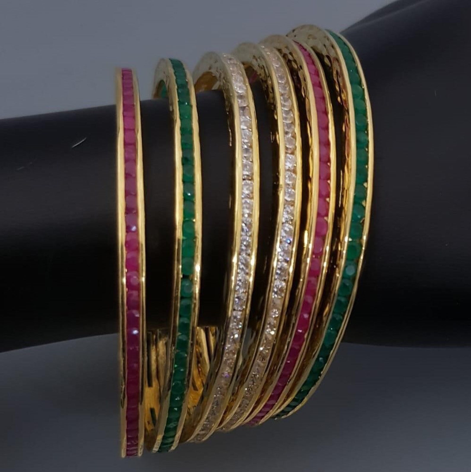 Cubic Zirconia Bangles/multicolor Semi Precious Bridal - Etsy