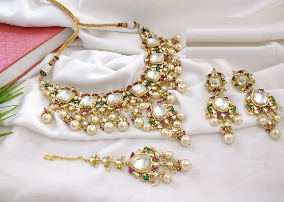 Bridal Kundan Necklace Set: Polki, Ruby, Emerald, Indian Jewelry - Etsy