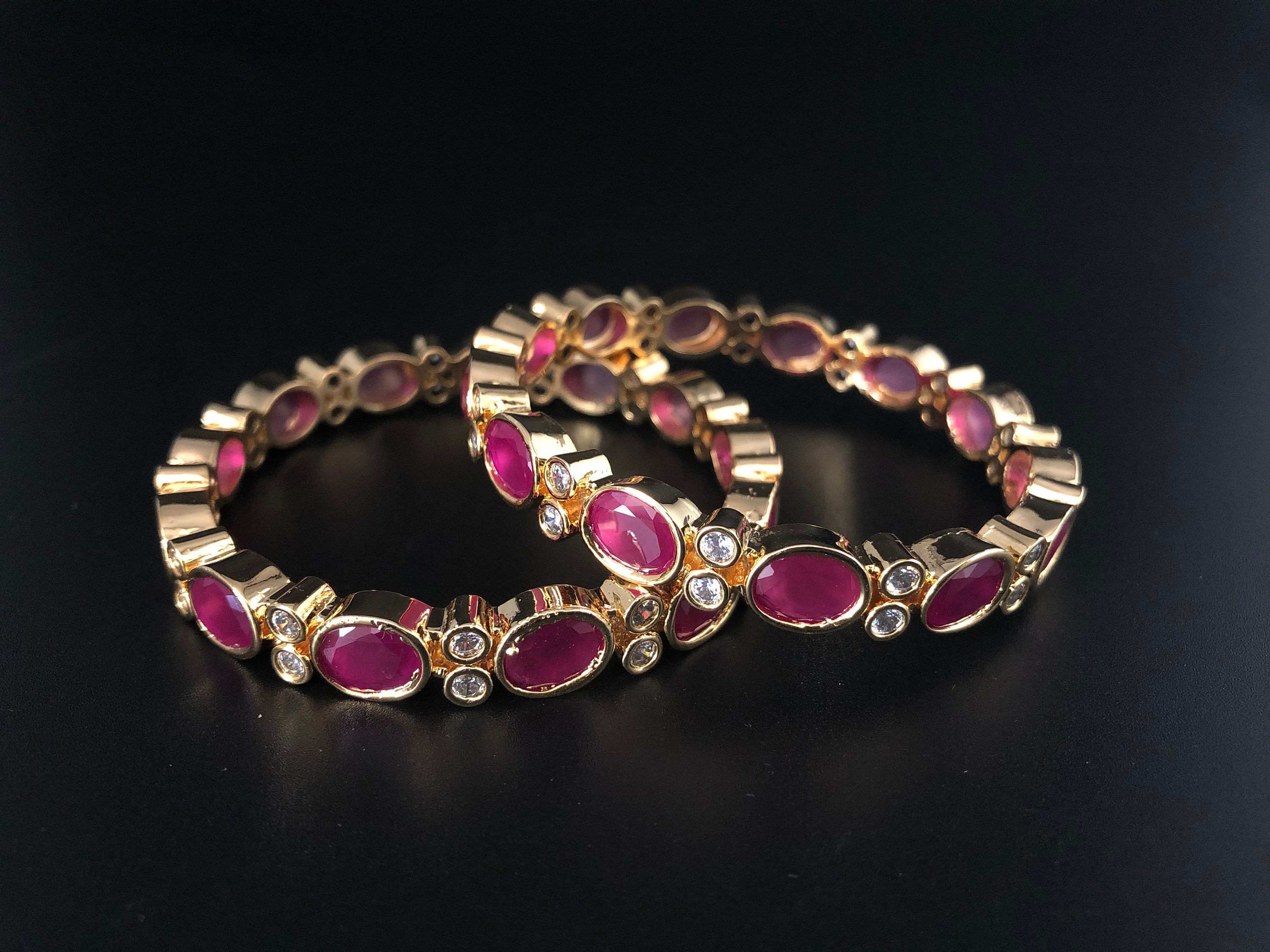 Pink Bangles/White Kundan Bangles/Pink Bridal Bangles/Ruby | Etsy