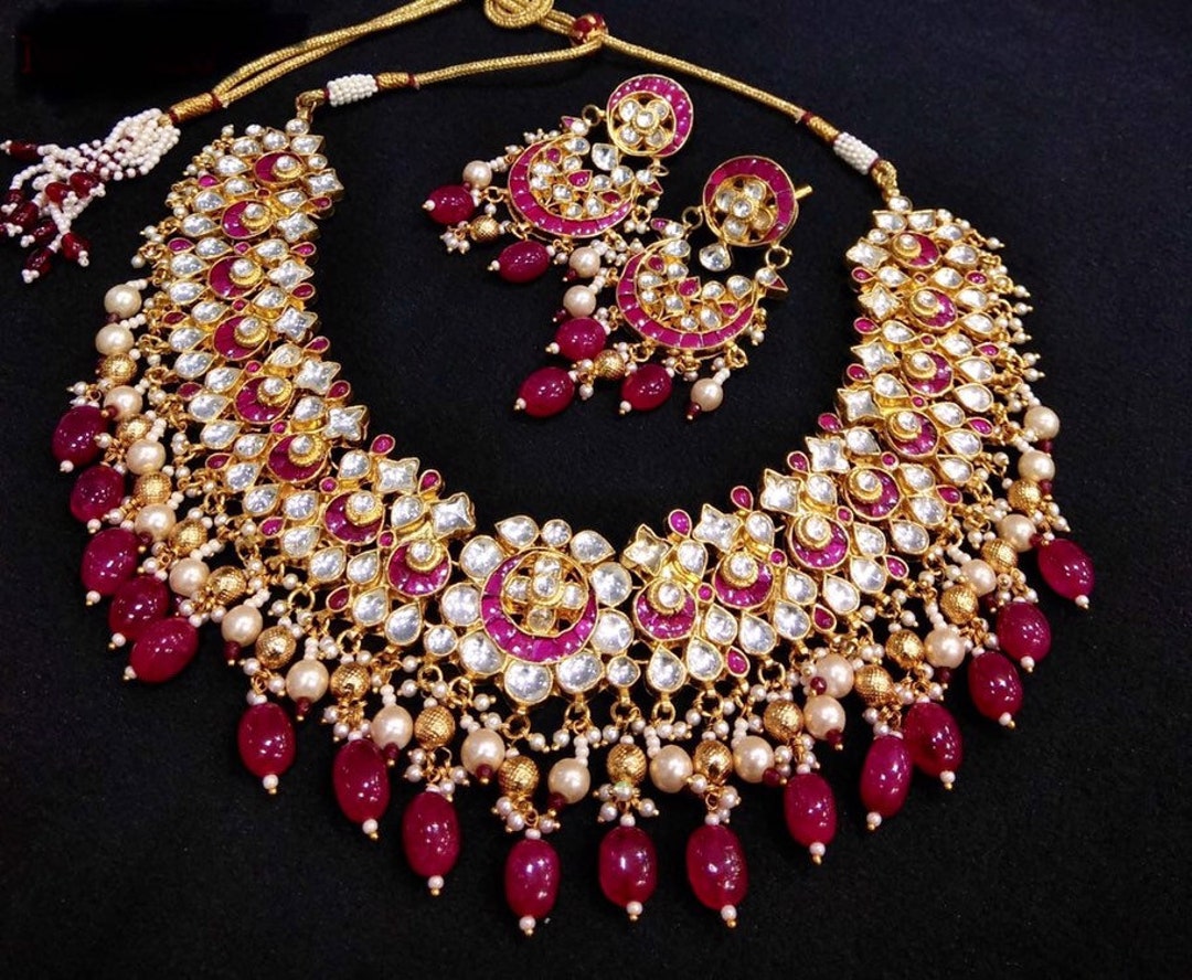 Collar de novia de rubí / Collar de Ruby Kundan / Collar vintage Sabyasachi Kundan / Collar de ...