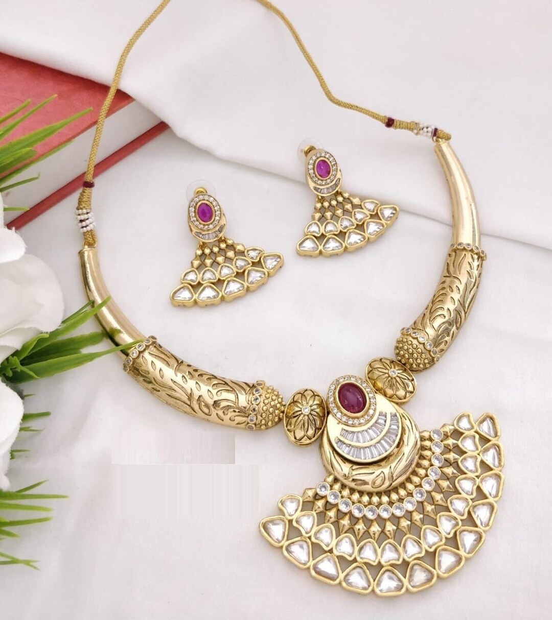 Rajasthani Kundan Hansli/ Rajputi Kundan Hansli/ Rajwadi Bridal Jadau ...