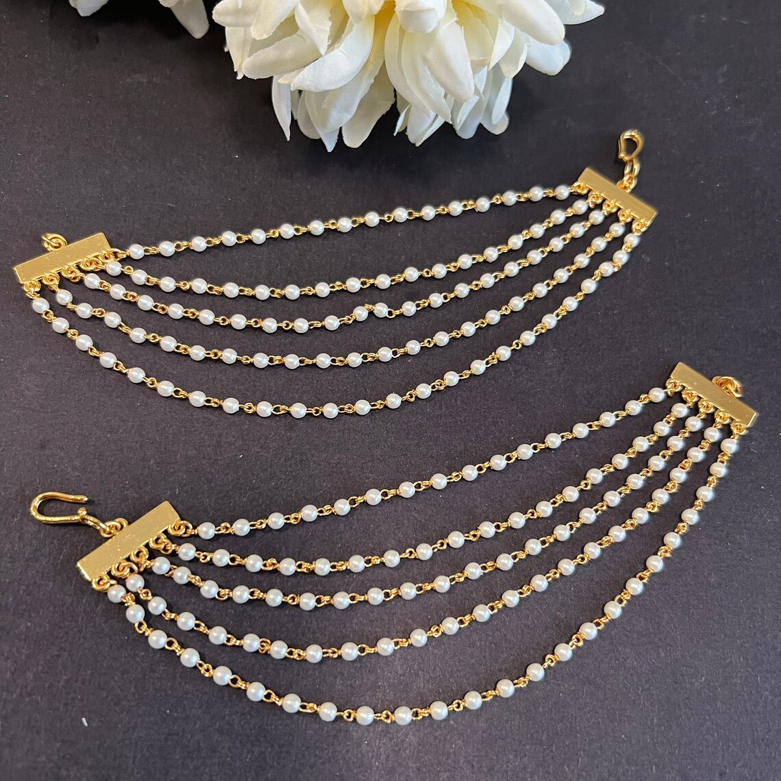 Pearl Ear Chain: Gold Plated Rajwadi Earring Support - Etsy
