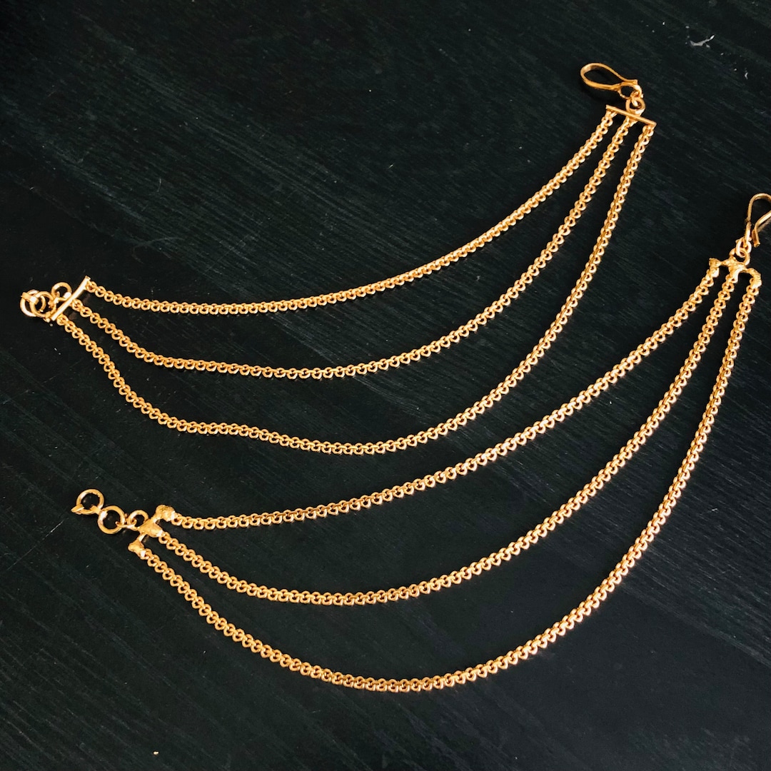 Golden Ear Chain: 22K Gold Plated Earring Support Chains (pair) - Etsy