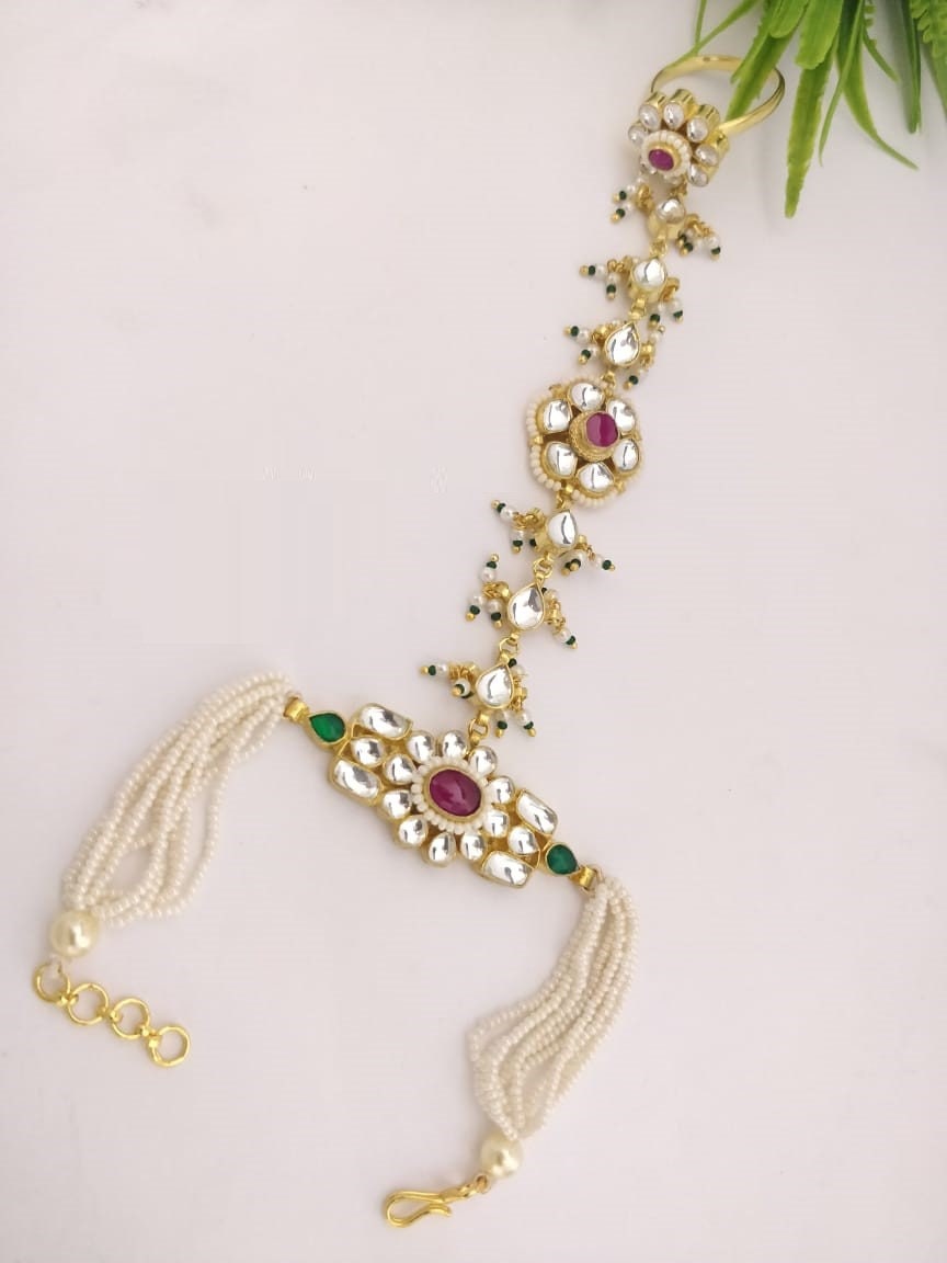 Kundan Bridal Hathphool/ Kundan Ruby Hathphool/ Sabyasachi Hathpaan Pair/ Jadau Wedding Jewelry ...