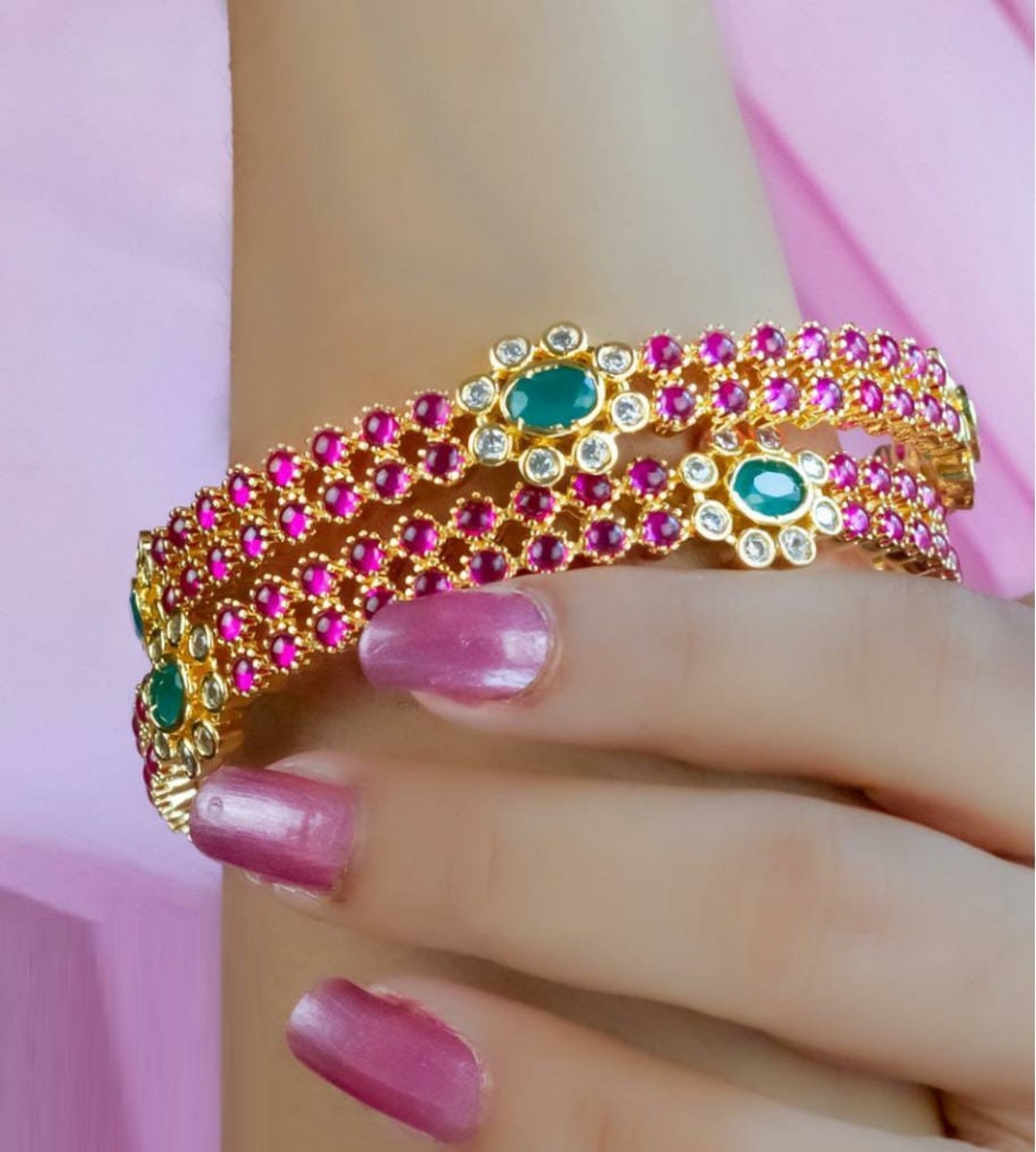 Pink Sabyasachi Bangles/kundan Bangles/pink Kada/pink Mixnmatch Bangles ...