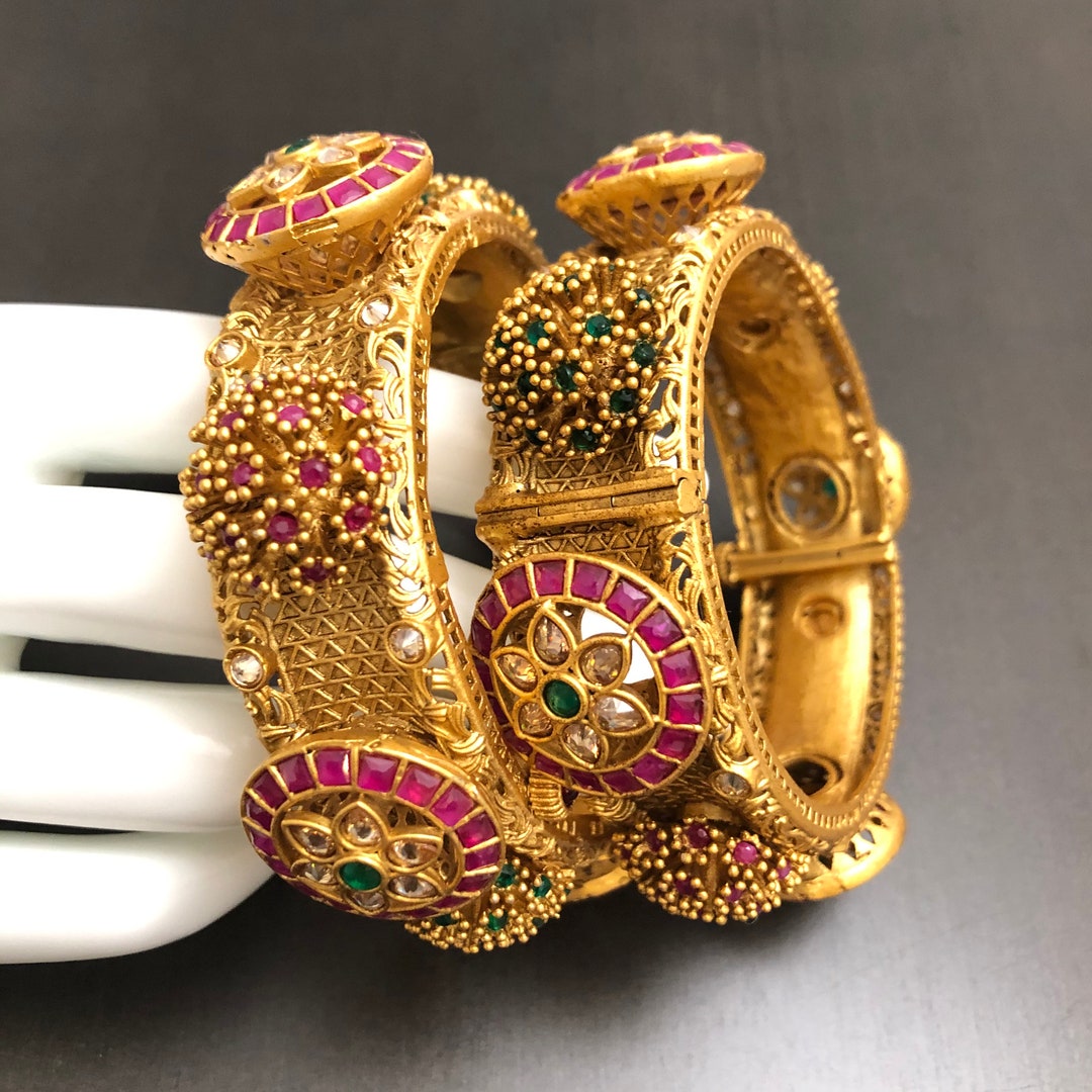Kundan Sabyasachi Openable Kada Bangles/ Jaipuri Rajwadi Indian Wedding ...