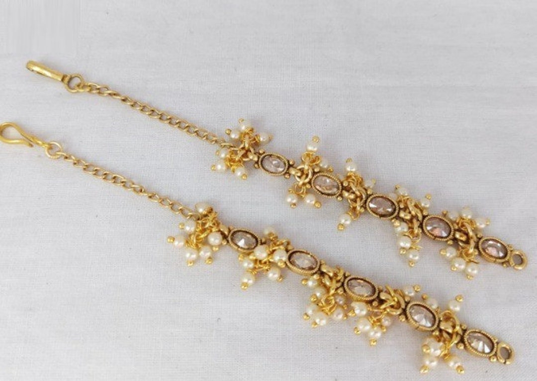 Kundan Earring Support Chain - Gold Plated Kaan Chain, Maatal - Etsy