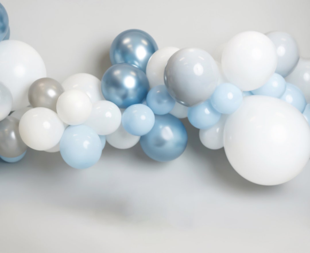 Blue,white,grey Balloon Arch - Etsy
