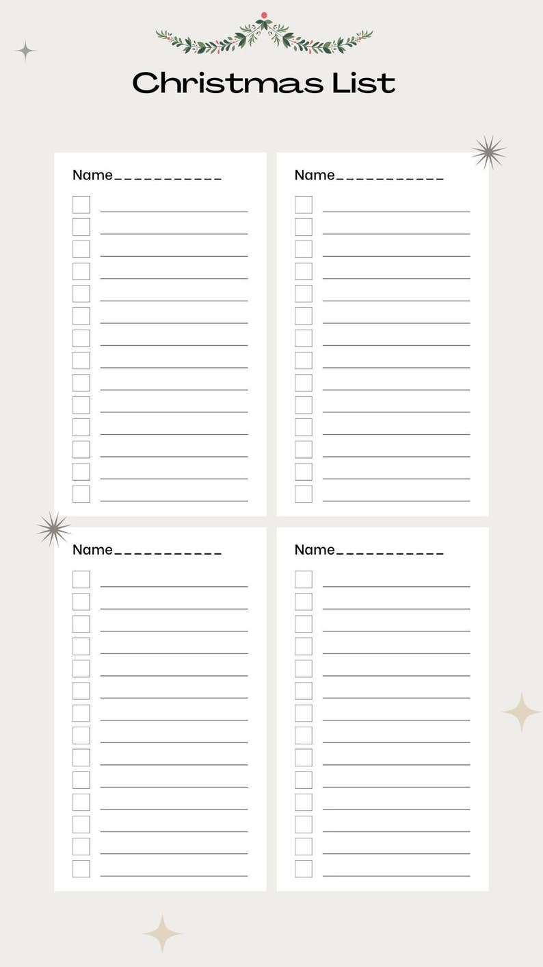 Christmas List Planner Printable Download Shopping - Etsy