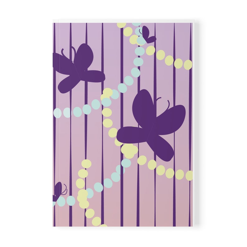 Purple Butterfly Pinstripe Softcover Notebook, A5 - Etsy
