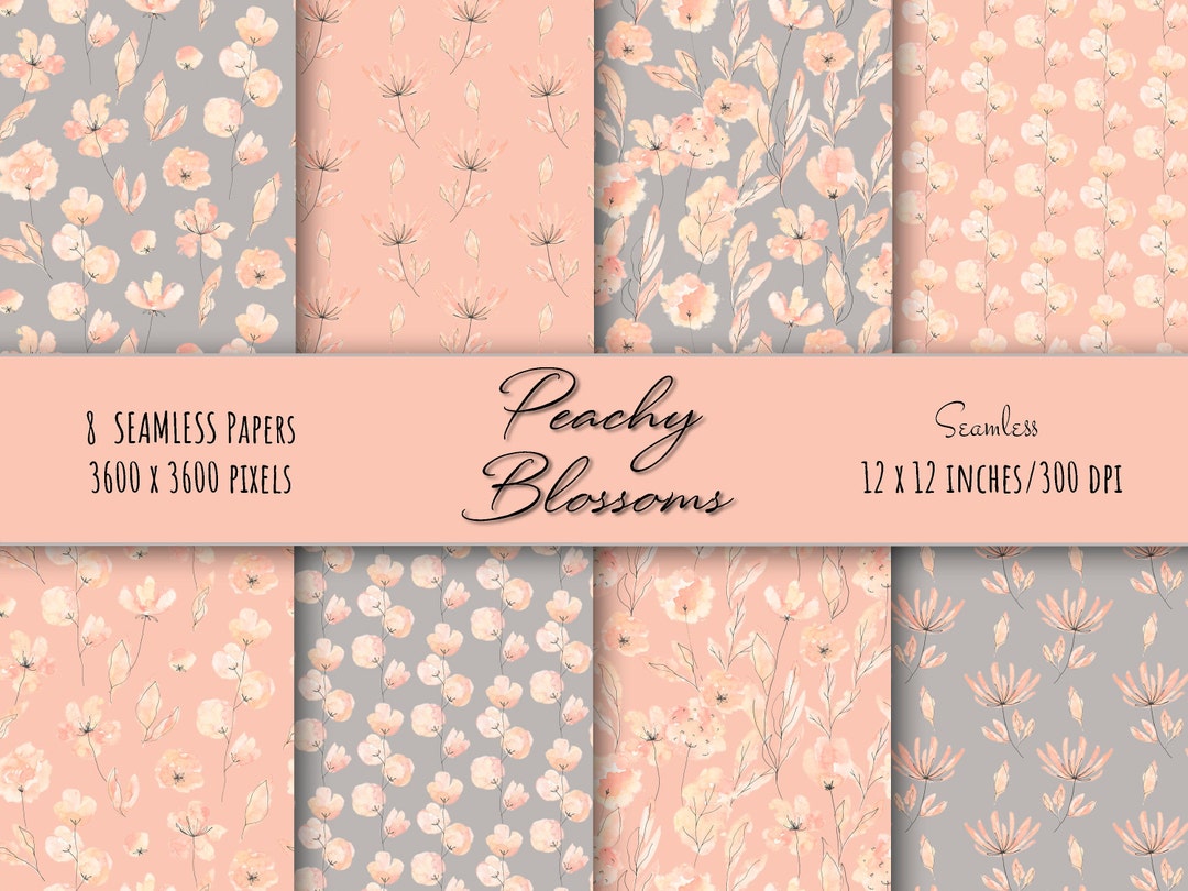 Peachy Blossoms Seamless Digital Paper Pack - Etsy