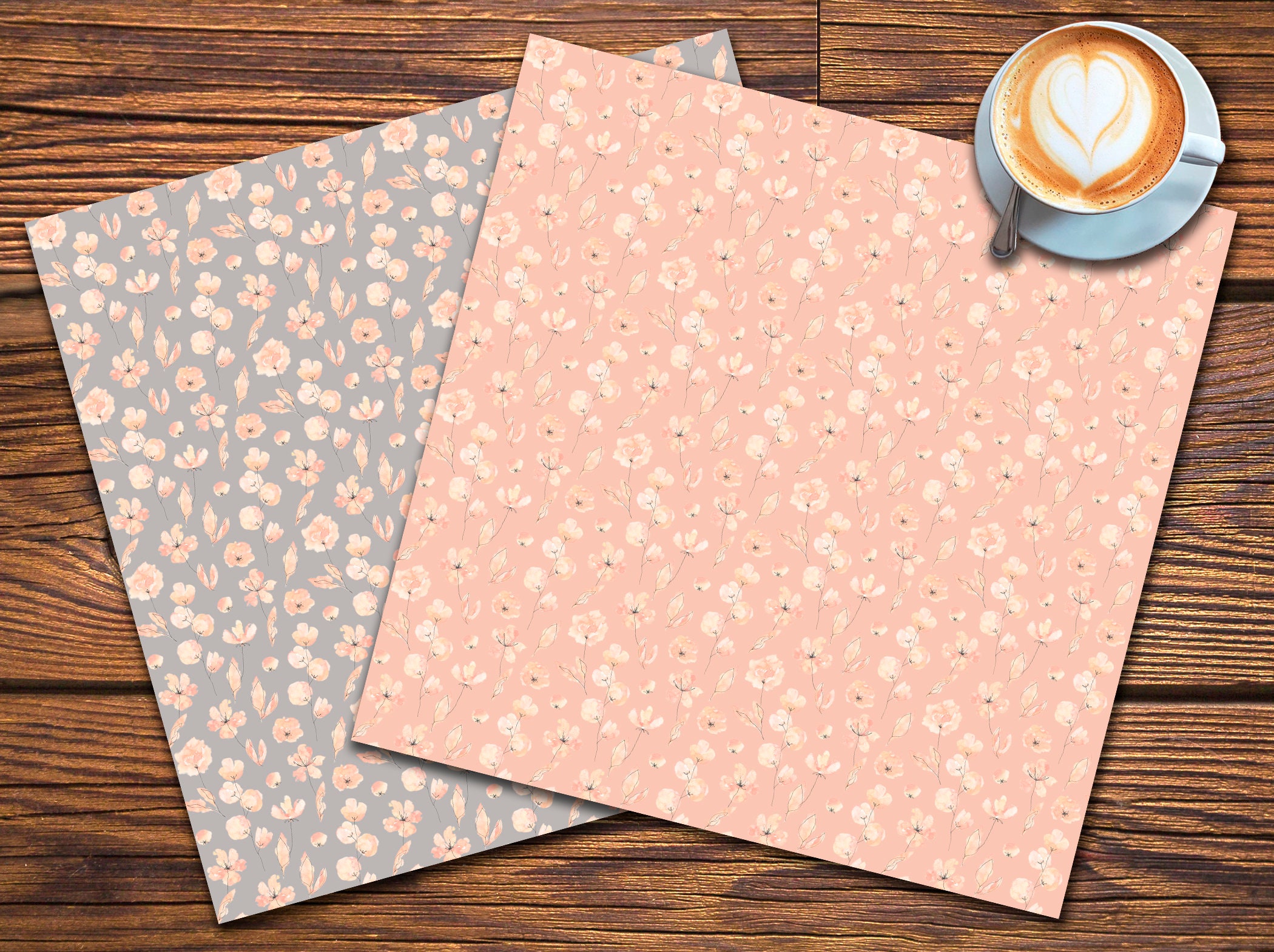 Peachy Blossoms Seamless Digital Paper Pack - Etsy