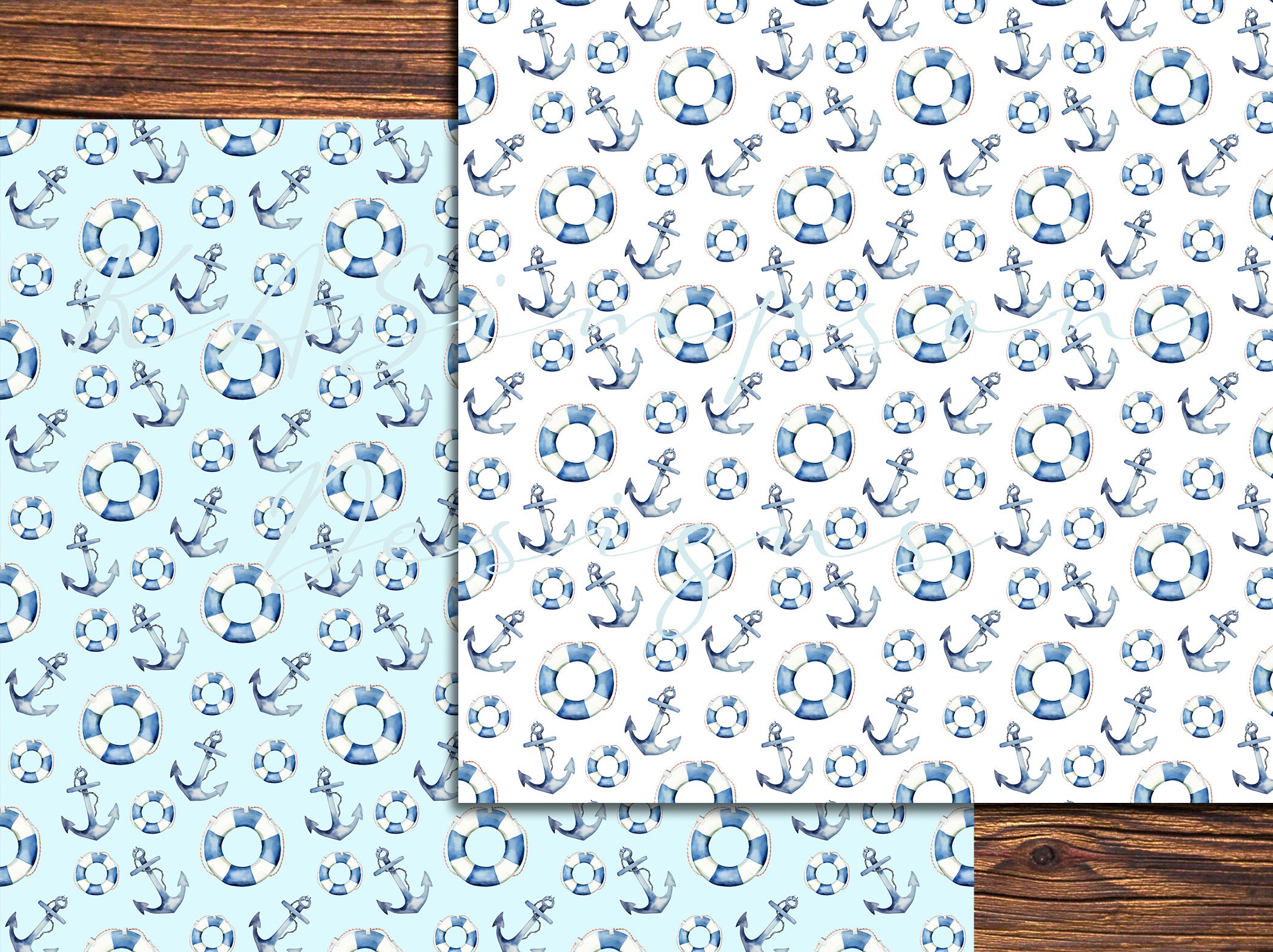 Sailing Digital Paper, Printable Scrapbook Paper, Seamless Digital ...