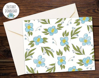 Printable Floral Notecards and Postcards-digital Stationery-instant ...