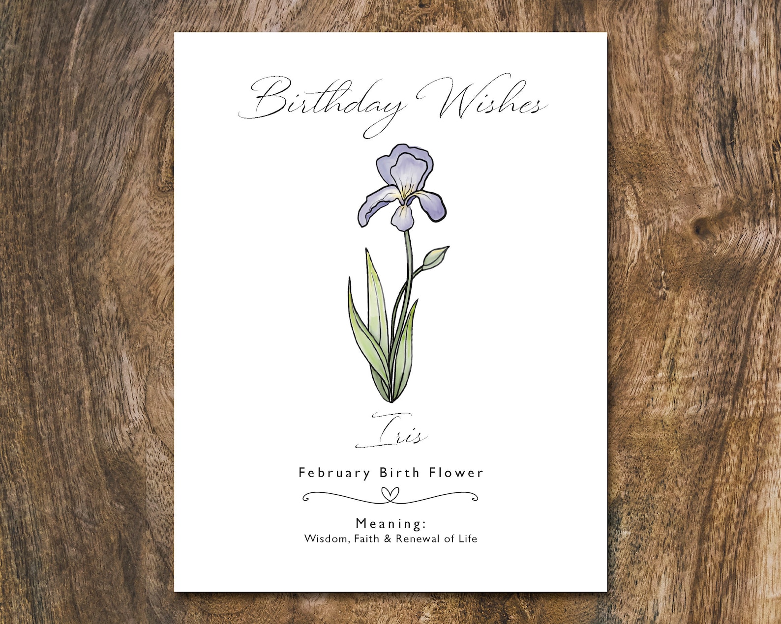 February Birth Flower Printable Card, Birth Month Card Instant Download ...