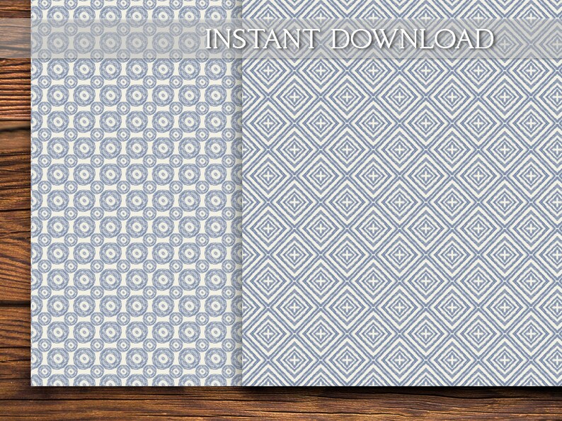 Denim Blues Hand Drawn Seamless Digital Paper Pack - Etsy