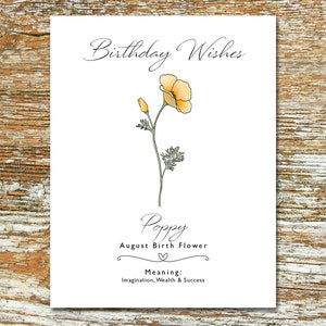 August Birth Flower Printable Card, Birth Month Birthday Card, Instant ...