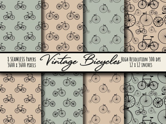 Vintage Bicycles Seamless Digital Paper Pack-printable Bicycle - Etsy