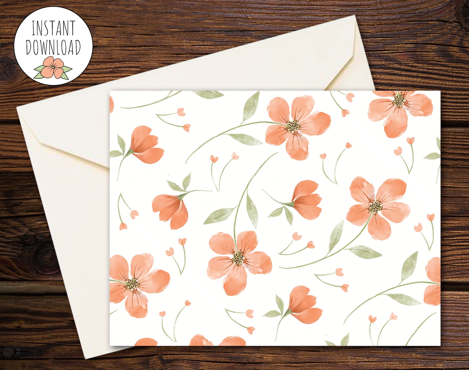 Printable Floral Notecards and Postcards-digital Stationery-instant ...