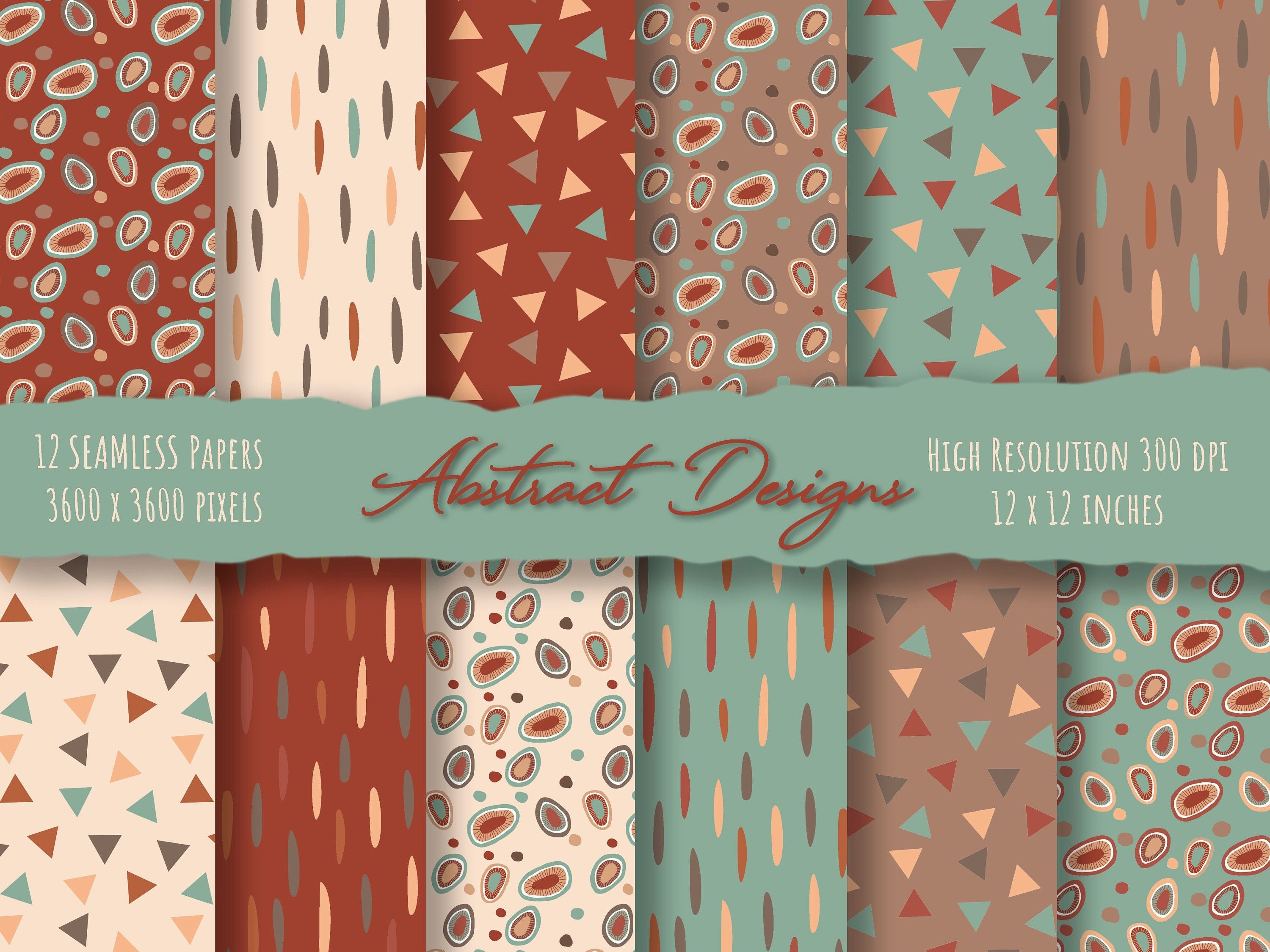 Digital Paper - Abstract Designs, Printable Scrapbook Paper, Seamless ...