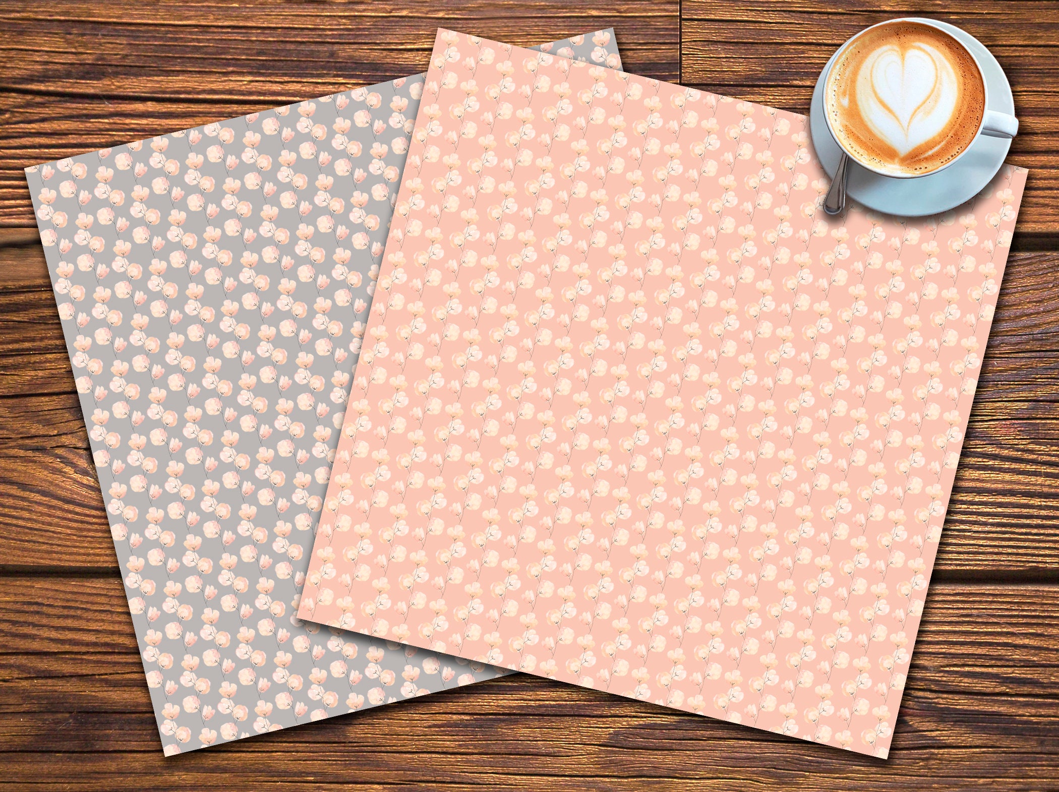 Peachy Blossoms Seamless Digital Paper Pack - Etsy
