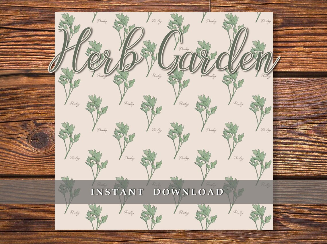 Digital Paper - Herb Garden, Printable Scrapbook Paper, Seamless ...