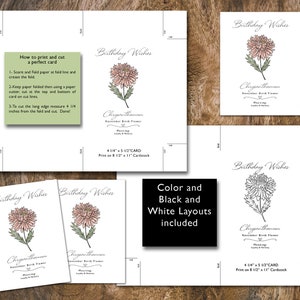 November Birth Flower Printable Card, Birth Month Birthday Card ...