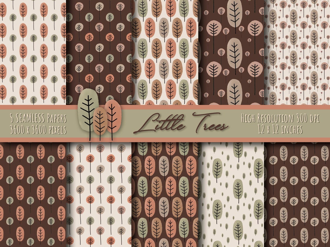Digital Paper - Little Trees, Printable Scrapbook Paper, Seamless ...
