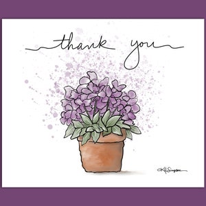 Thank You Printable Thank You Card-pansies in a Pot -instant Download ...