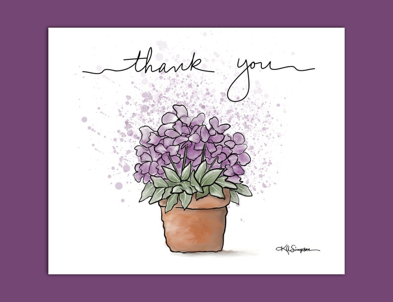 Thank You Printable Thank You Card-pansies in a Pot -instant Download ...