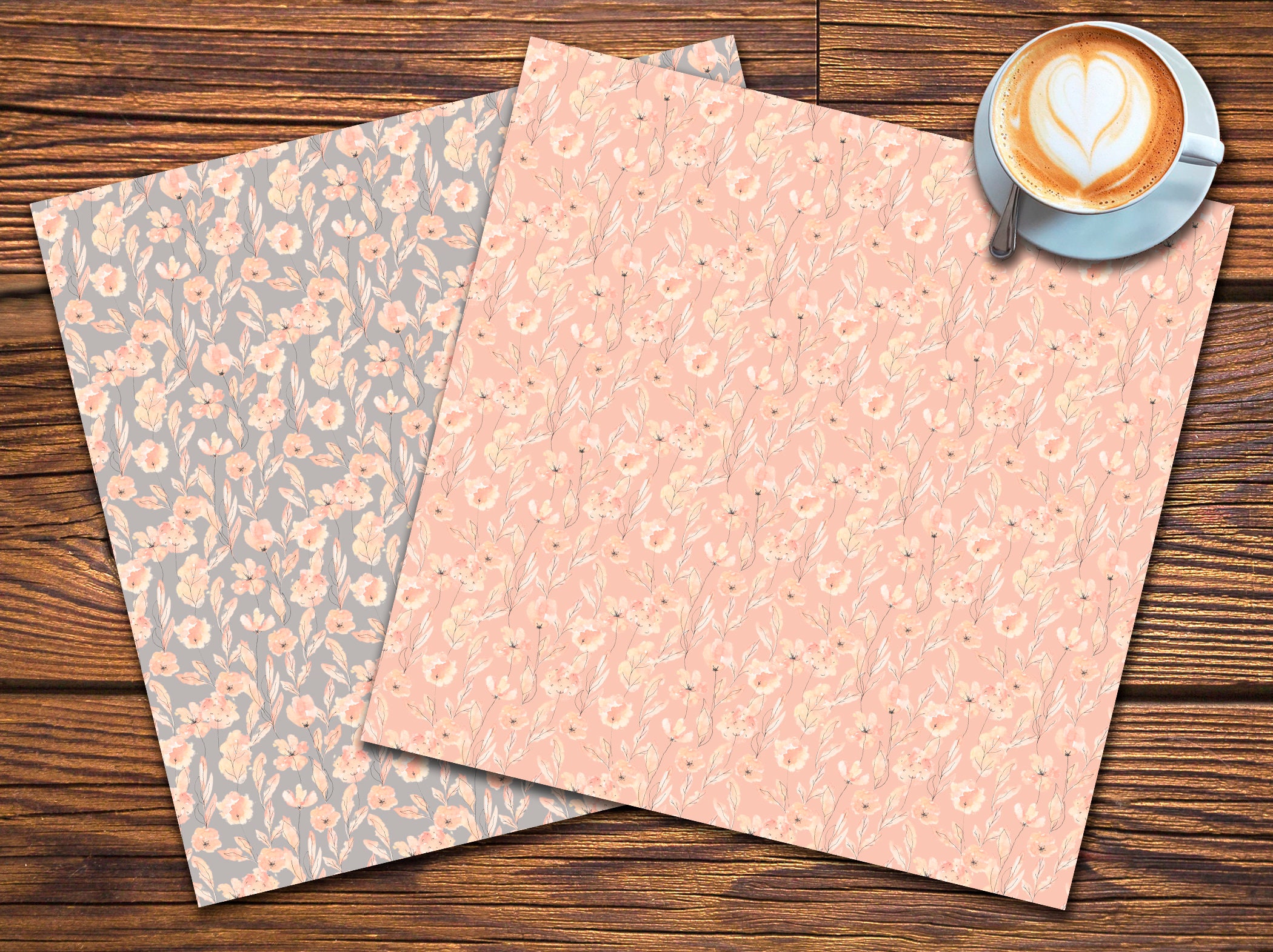 Peachy Blossoms Seamless Digital Paper Pack - Etsy