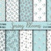 Blue Floral Printable Paper, Digital Scrapbook Paper Pack, Seamless ...