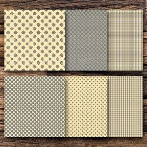 Digital Paper Pack - Yellow and Gray Hand Drawn Florals and Doodles ...