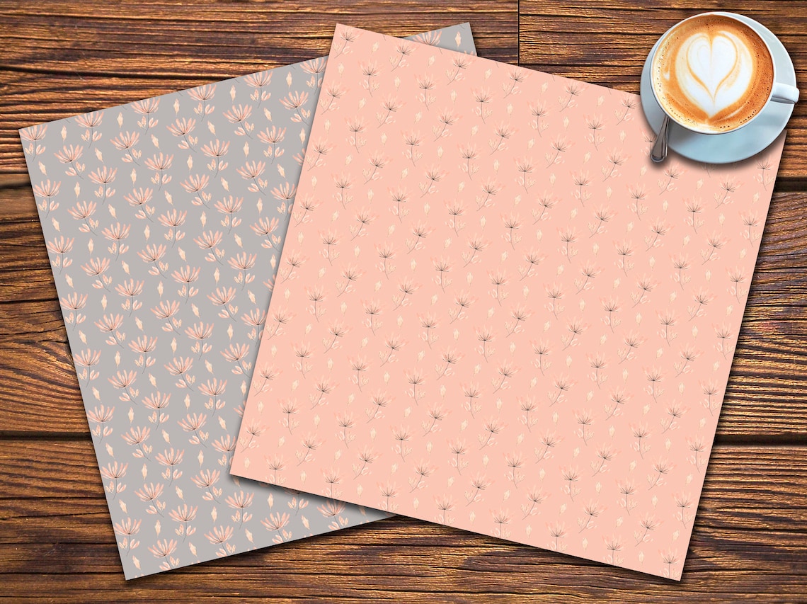 Peachy Blossoms Seamless Digital Paper Pack - Etsy