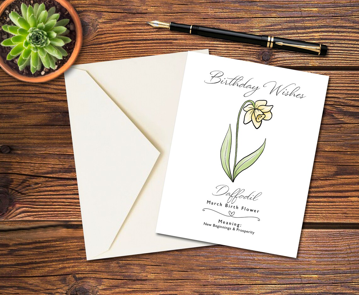 March Birth Flower Printable Card, Birth Month Card Birthday Card ...