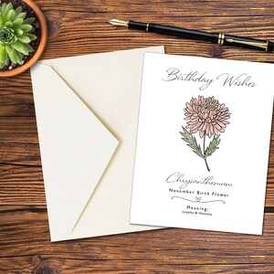 November Birth Flower Printable Card, Birth Month Birthday Card ...