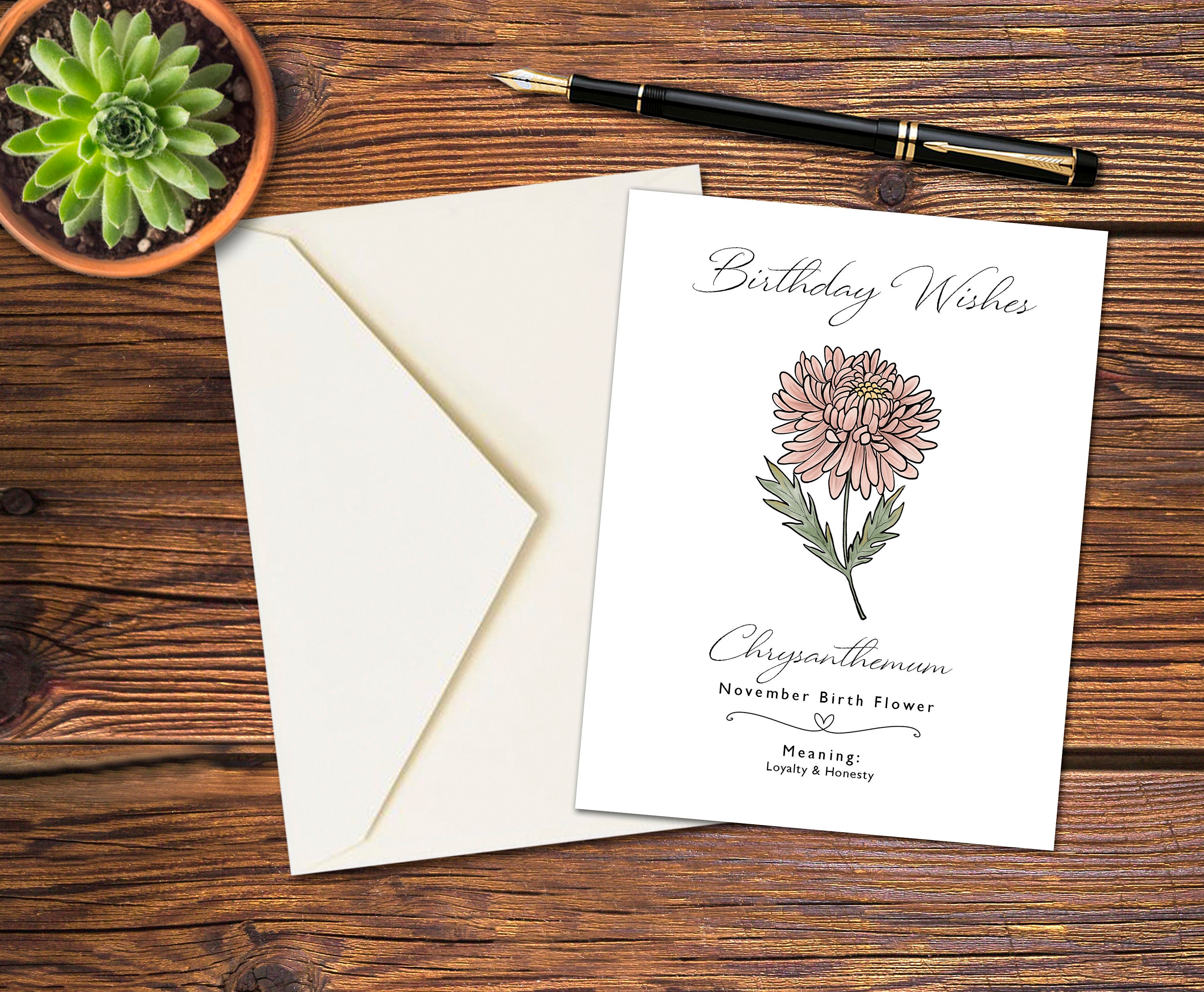 November Birth Flower Printable Card, Birth Month Birthday Card ...