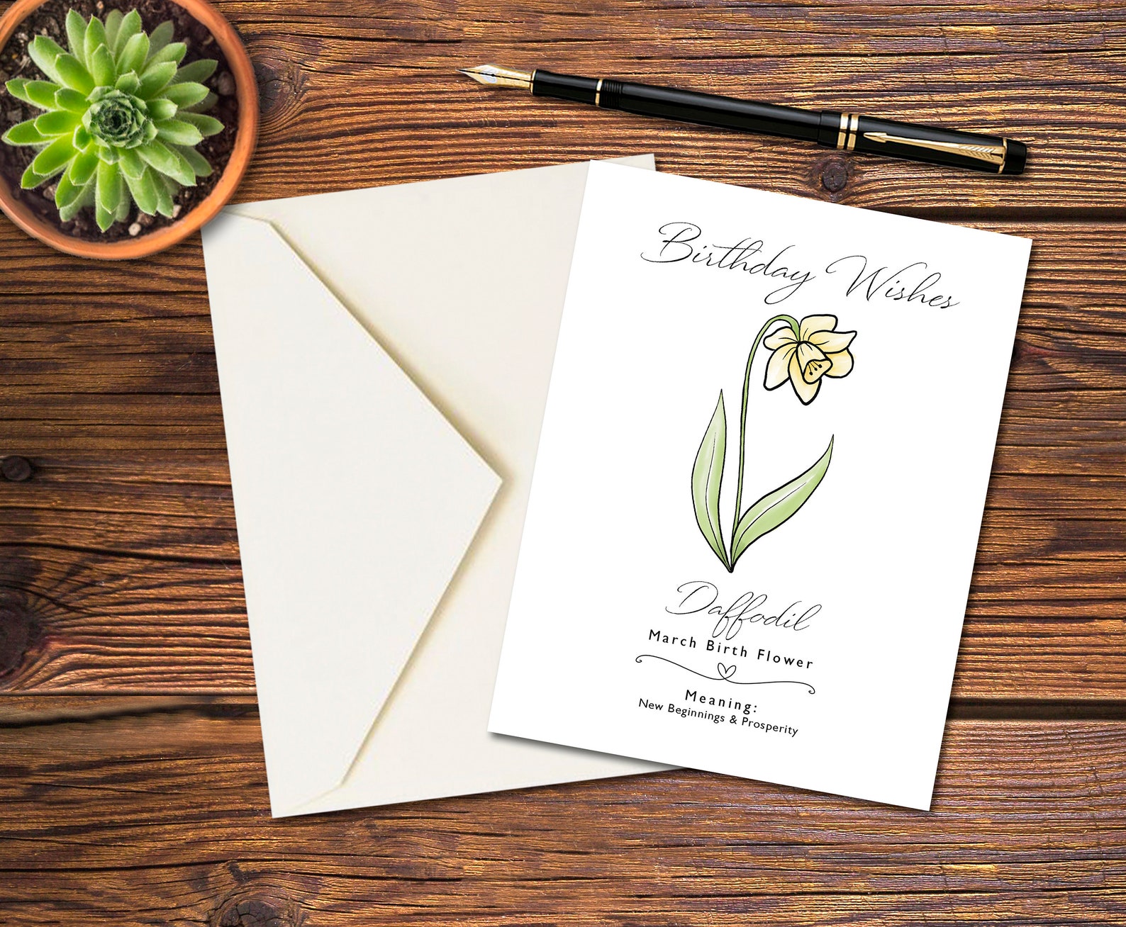 March Birth Flower Printable Card, Birth Month Card Birthday Card ...