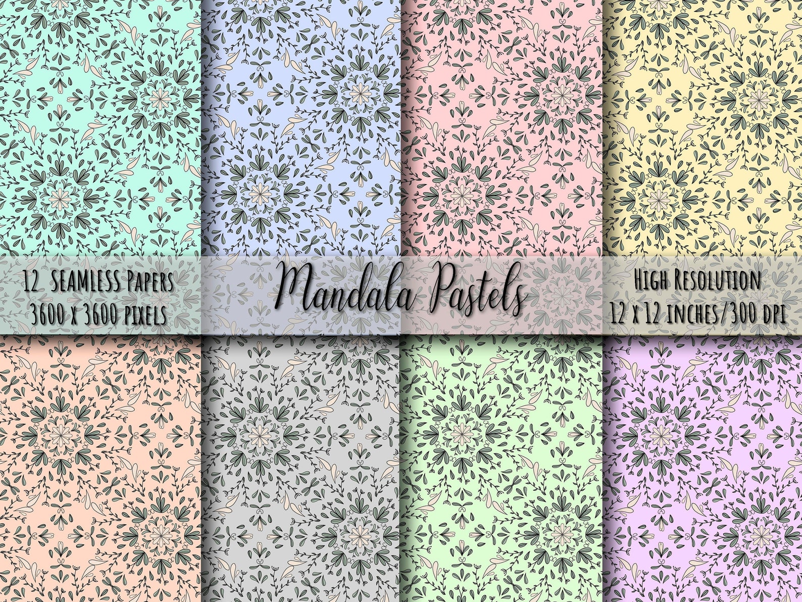 Pastel Mandala Seamless Digital Paper Pack - Etsy