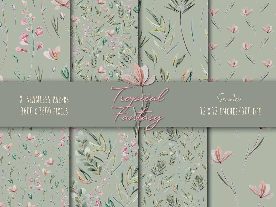 Tropical Fantasy Seamless Digital Paper Pack - Etsy