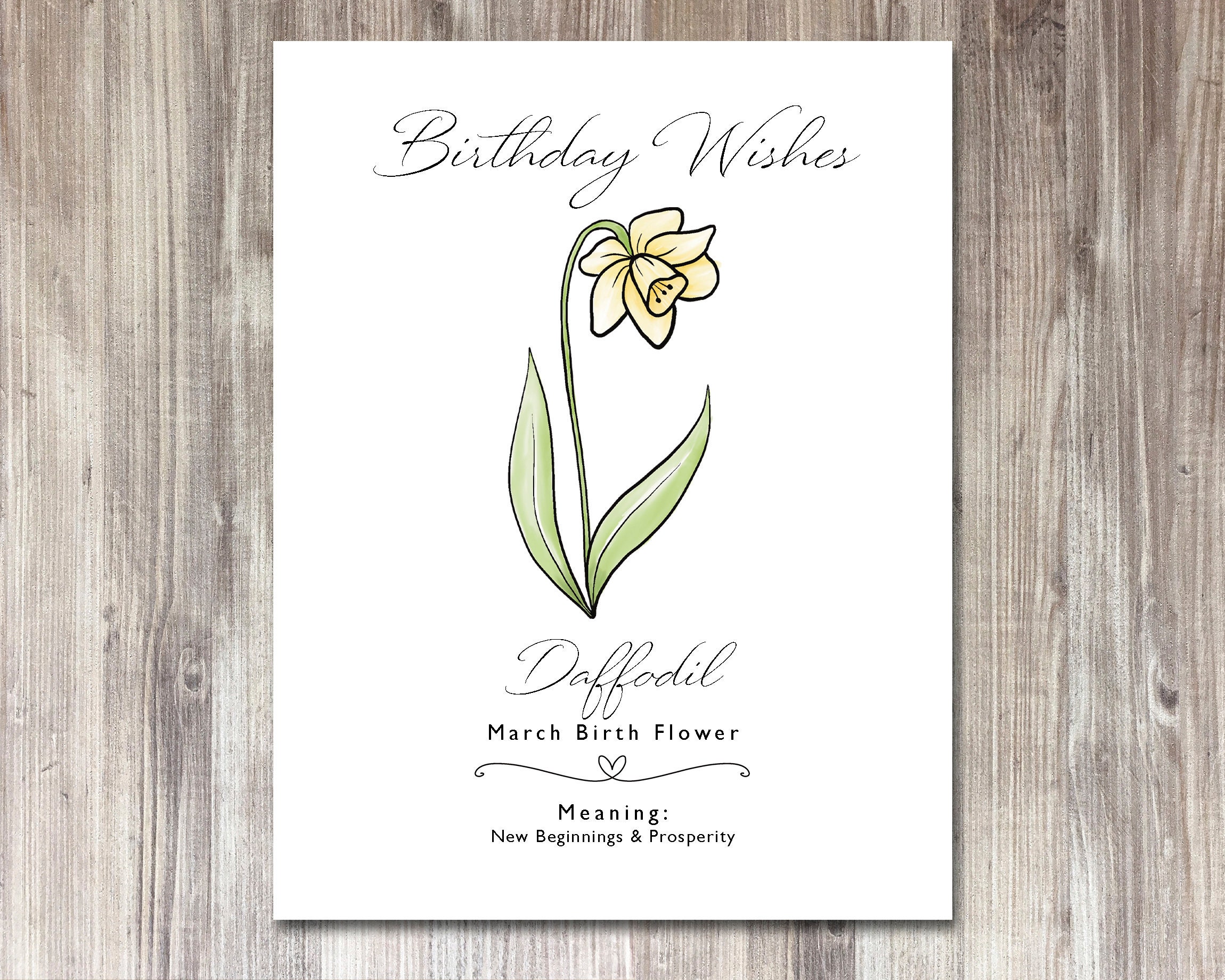 March Birth Flower Printable Card, Birth Month Card Birthday Card ...