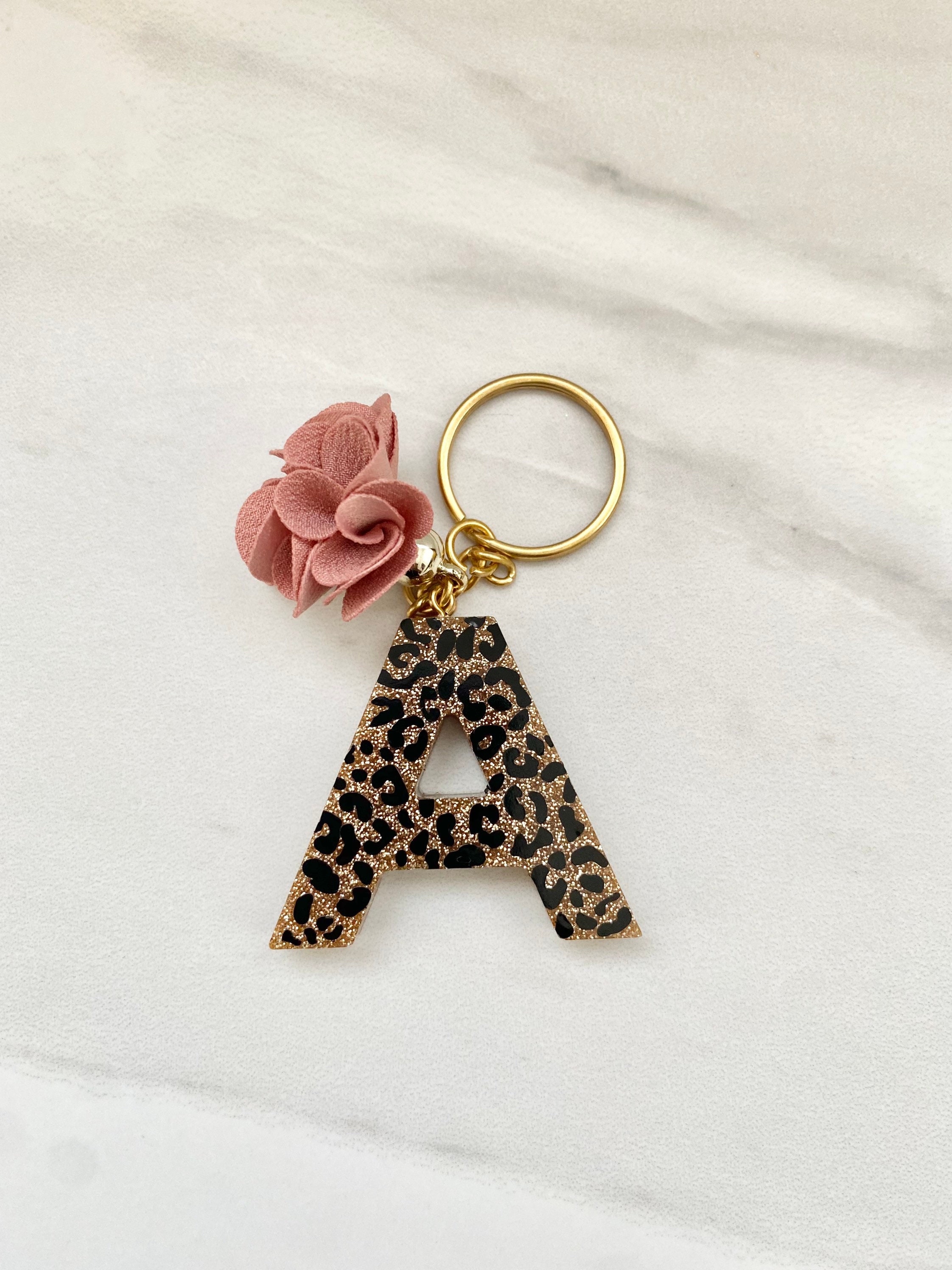 Inital Keychain Black Glitter - Etsy