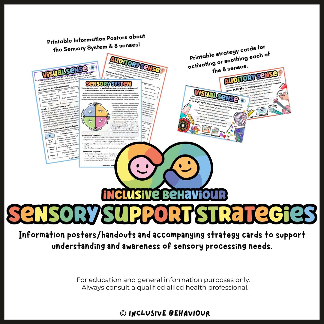 Sensory Processing 11 Information Posters and 15 Support Cards; Therapy ...