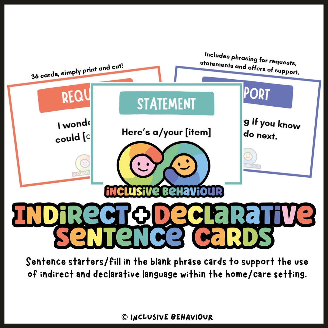 Indirect + Declarative Language Printable Sentence Cards; Therapy Tool ...