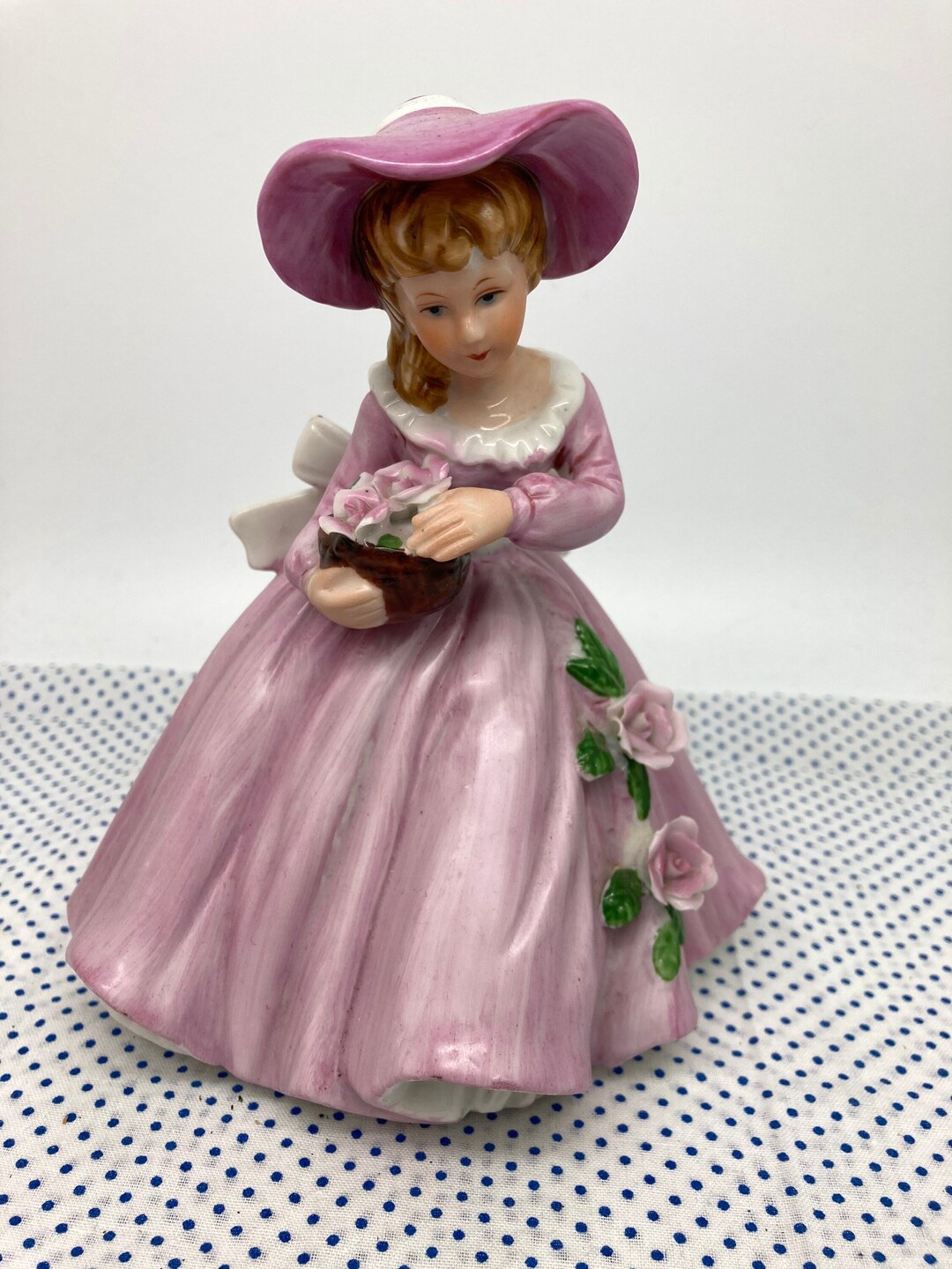 Retro Pretty Ornament Figarine Young Girl in Pink Dress - Etsy UK