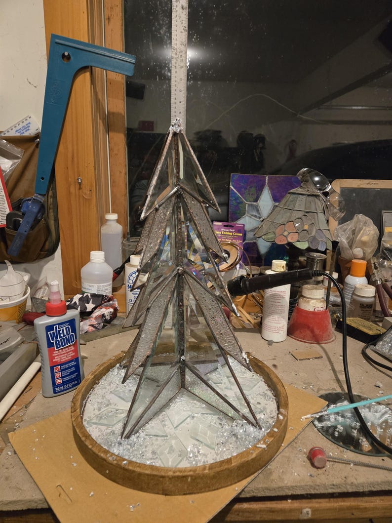 Beveled and Iridesent Stained Glass Christmas Tree - Etsy