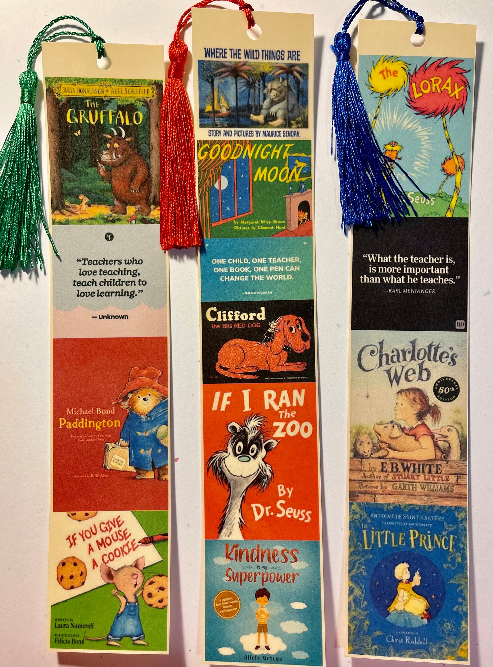 Teacher - Children's Books Collage-- Set of 3 Laminated Bookmarks - Etsy