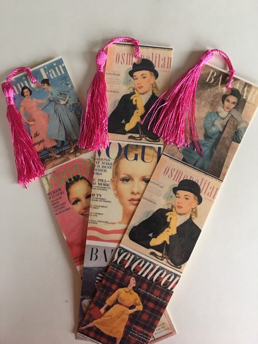 Retro Fashion Magazine- Collage-- Set of 3-- Laminated Bookmarks - Etsy