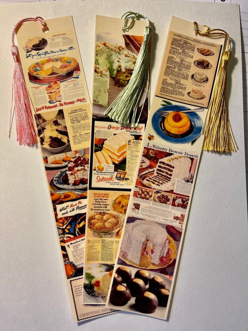 Vintage Dessert Recipes-set of 3 Laminated Bookmarks - Etsy